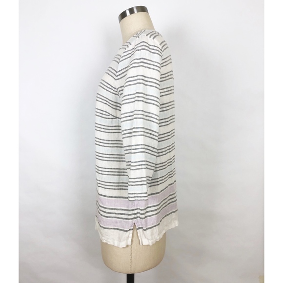J. Jill | Tops | J Jill Button Back Striped Linen Shirt | Poshmark